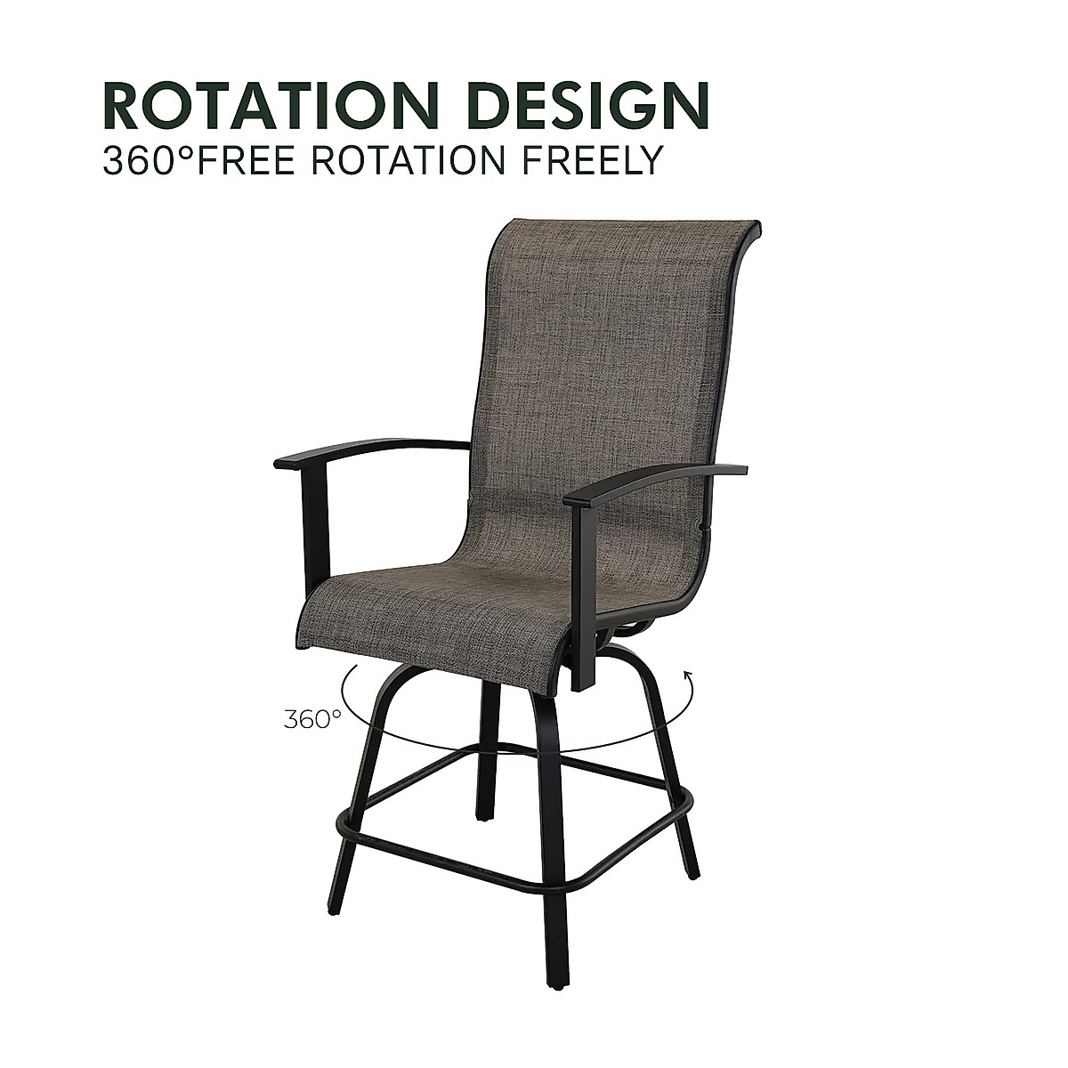 Grand patio Outdoor Counter Height Patio Stools Set of 2, Swivel Bar Chairs for Balcony, Poolside, Backyard, Garden (Coffee, 2PC)