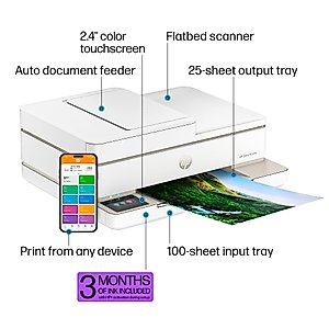 HP Envy 6555e Wireless All-in-One Color Inkjet Printer, Print, scan, Copy, Duplex Printing Best-for-Home, 3 months of Instant Ink included (714N5A)