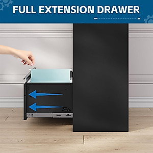 2-Drawer Metal File Cabinet, Lateral Vertical Filing Cabinets for Home Office, Locking File Cabinet with Storage Shelves, Legal/Letter/A4 Size Office File Cabinet, (Black, Assemble Required)