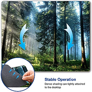 Natural Scenery Forest Custom Design, Square Waterproof Non-Slip Rubber Base MousePads for Office Laptop, 9.5"x7.9"x0.12" Inch