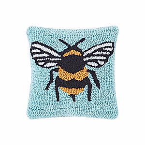 C&F Home Bumble Bee Hooked Pillow Petite Tufted Decor Decoration Throw Pillow for Couch Chair Living Room Bedroom 8 x 8 Blue