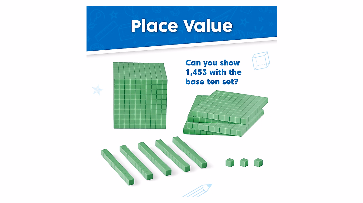 Green Foam Base Ten Blocks for Kids Math Classroom Sets | hand2mind