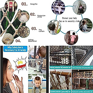 KACQIHTU Safety Hemp Rope Net Kids Climbing Safety Net Children Safety Rope Net Balcony Stairs Fence Garden Playground Protection Net Indoor & Outdoor Decor Rope Net