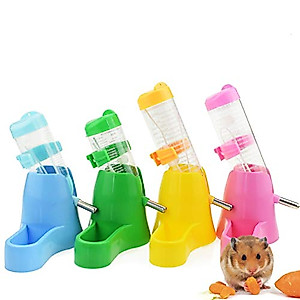 Hemobllo Pet Feeder Hamster Hanging Water Bottle Pet Dispenser with Base Hut Pet Auto Dispenser for Dwarf Ferrets Rabbits Hamster Mouse Rat Hedgehog and Other Small Animals (125ML, Pink)