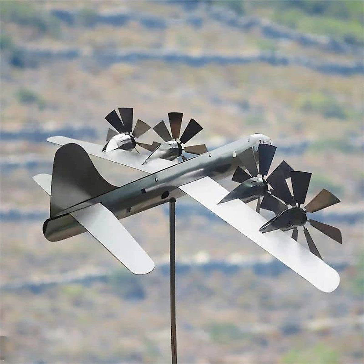 HAIHUANG Pure Handmade Creative Spraying B-29 Metal Aircraft Wind Trimmer, Wind and Move, Home Garden Decoration Preferred 11.8x12.9x3.2 B-2911 0