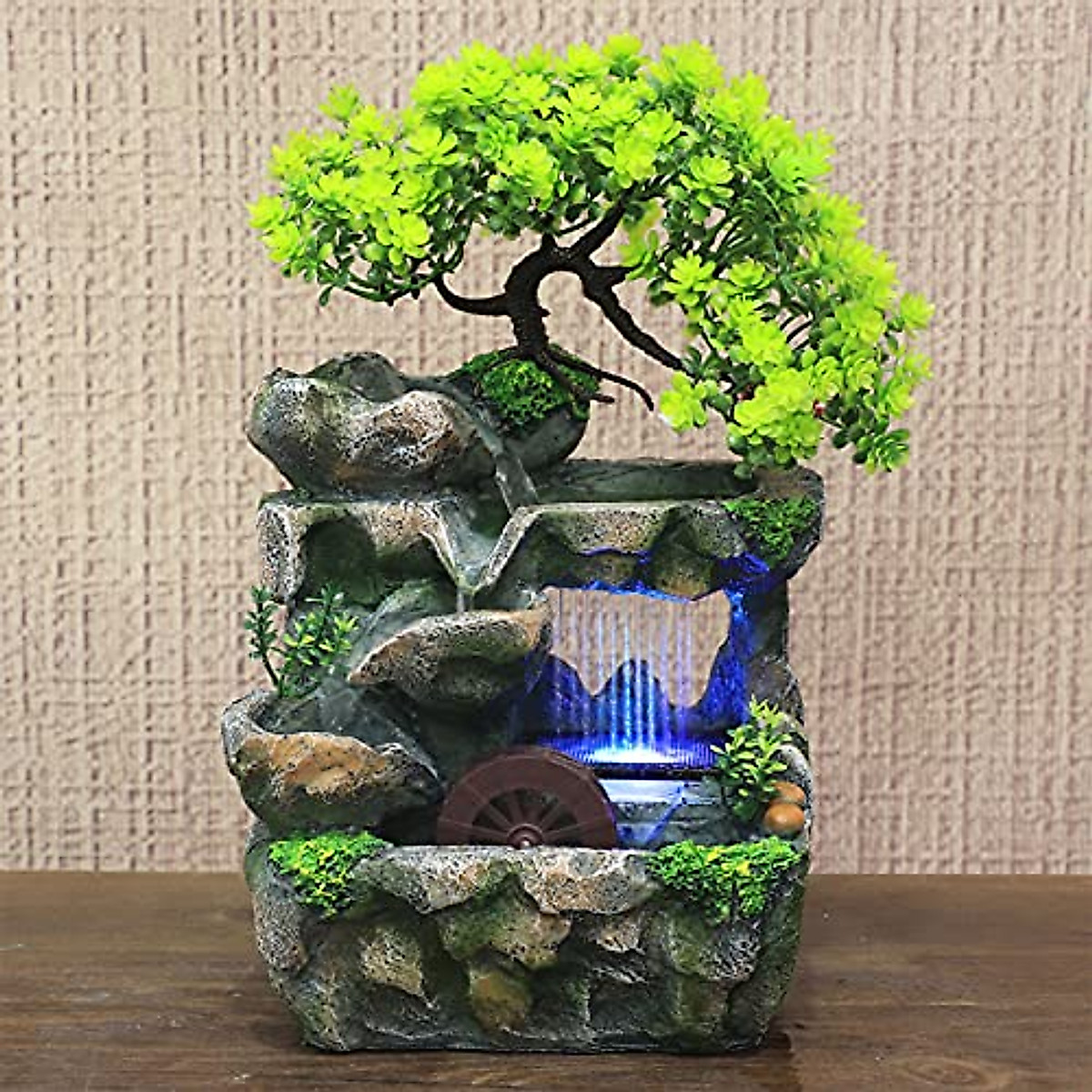 AMAVIP Rockery Stream Tabletop Fountain, Zen Meditation Indoor Waterfall Feature with Automatic Pump, for Home Office Bedroom Desk Decoration (Style 2)