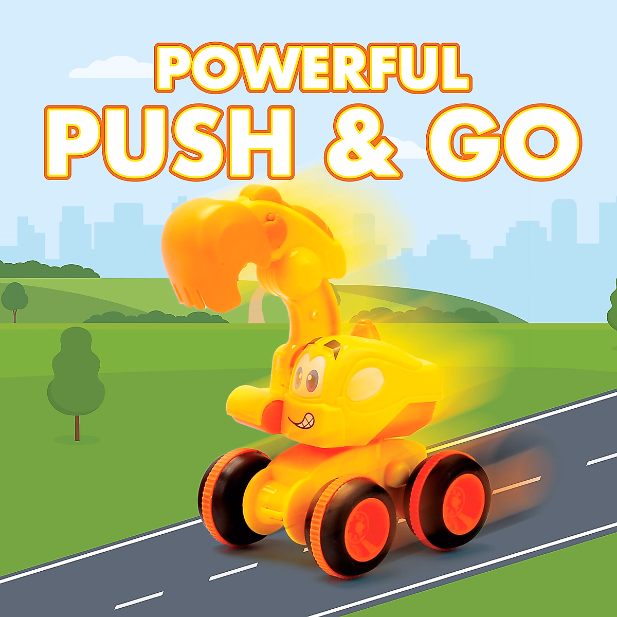 Toys for 3 Year Old Boy - 3 Friction Powered Trucks for 3+ Year Old Boys, Playmat & 16 Accessories, Push & Go Cars Cartoon Construction Vehicle Set - Toddler Boys Toys & Toy Trucks, Toddler Toys