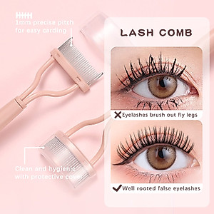 HOSAILY Lashes Buddy False Eyelash Applicator Tool Kit Eye Lash Comb Eyelashes Separator Curler Lash Clip Tweezers Eye Makeup Tool 2 Pack Fake Eyelashes Buddy Tool More Convenient to Wear Lashes