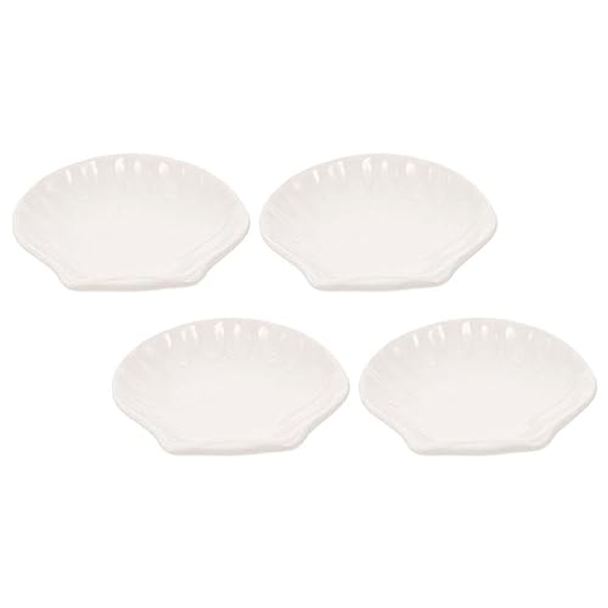 Coffee Container Ceramic Tea Bag Holder 4pcs White Porcelain Shell-Shaped Tea Bag Coasters Spoon Rests Teabag Storage Holder Tray Saucer Snack Seasoning Dish Coffee Tray