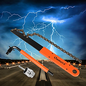 Oumers Bike Cassette Removal Tool, Cassette Freewheel Removal Tool with Chain Whip and Auxiliary Wrench Bicycle Cassette Lock Ring Removal, Freewheel Remover Wrench Sprocket Remover