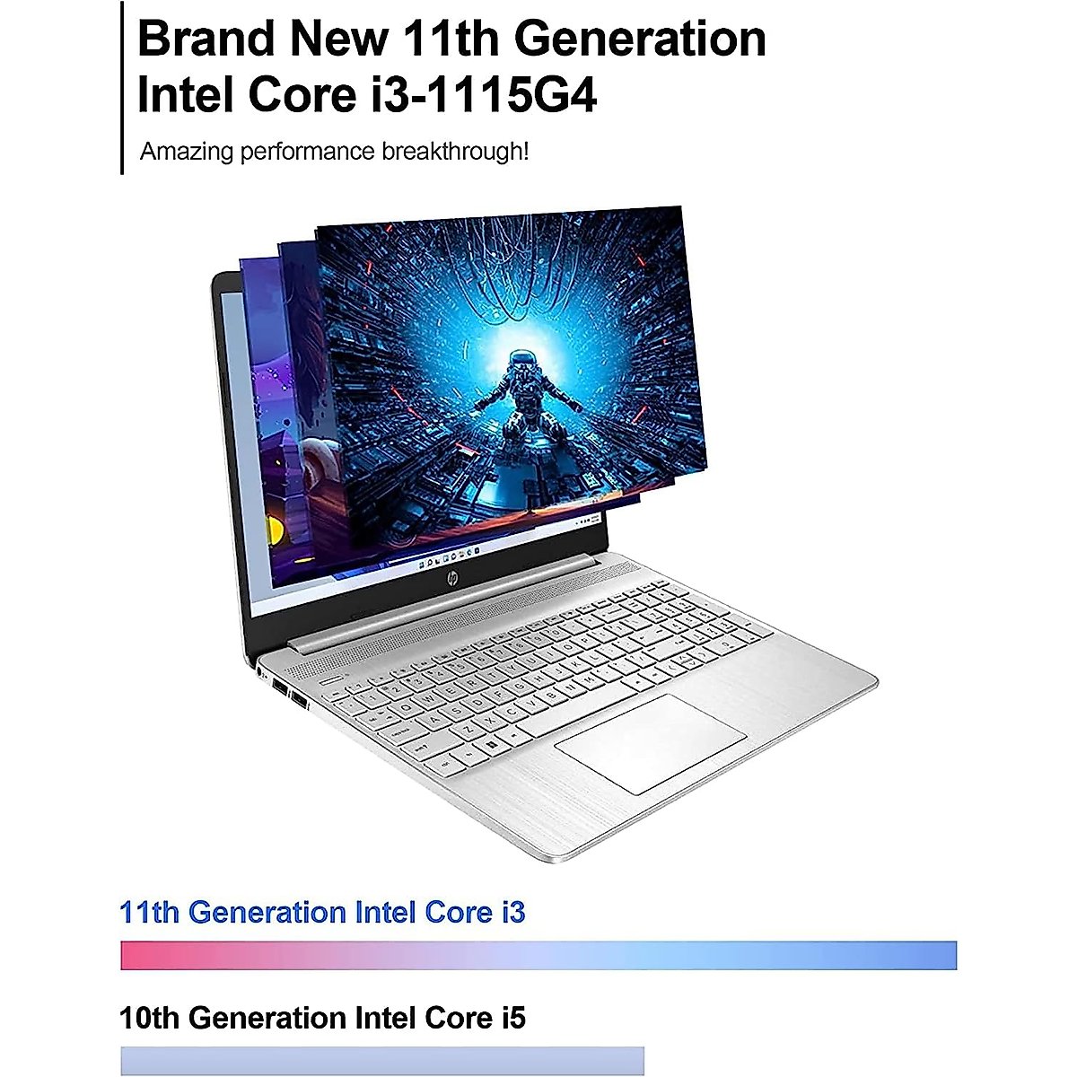 HP 2023 Laptop, 15.6" Touchscreen Display, Intel Core i3-1115G4 Processor(Beat i5-1035G4), 16GB RAM, 512GB SSD, WiFi, Bluetooth, Numeric Keypad, Windows 11 Home in S Mode, Silver