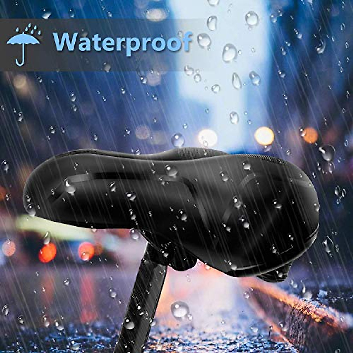 Gincleey Comfort Bike Seat for Women Men,Wide Bicycle Saddle Replacement Memory Foam Padded Soft Bike Cushion with Dual Shock Absorbing Universal Fit for Indoor/Outdoor Bikes with Reflect