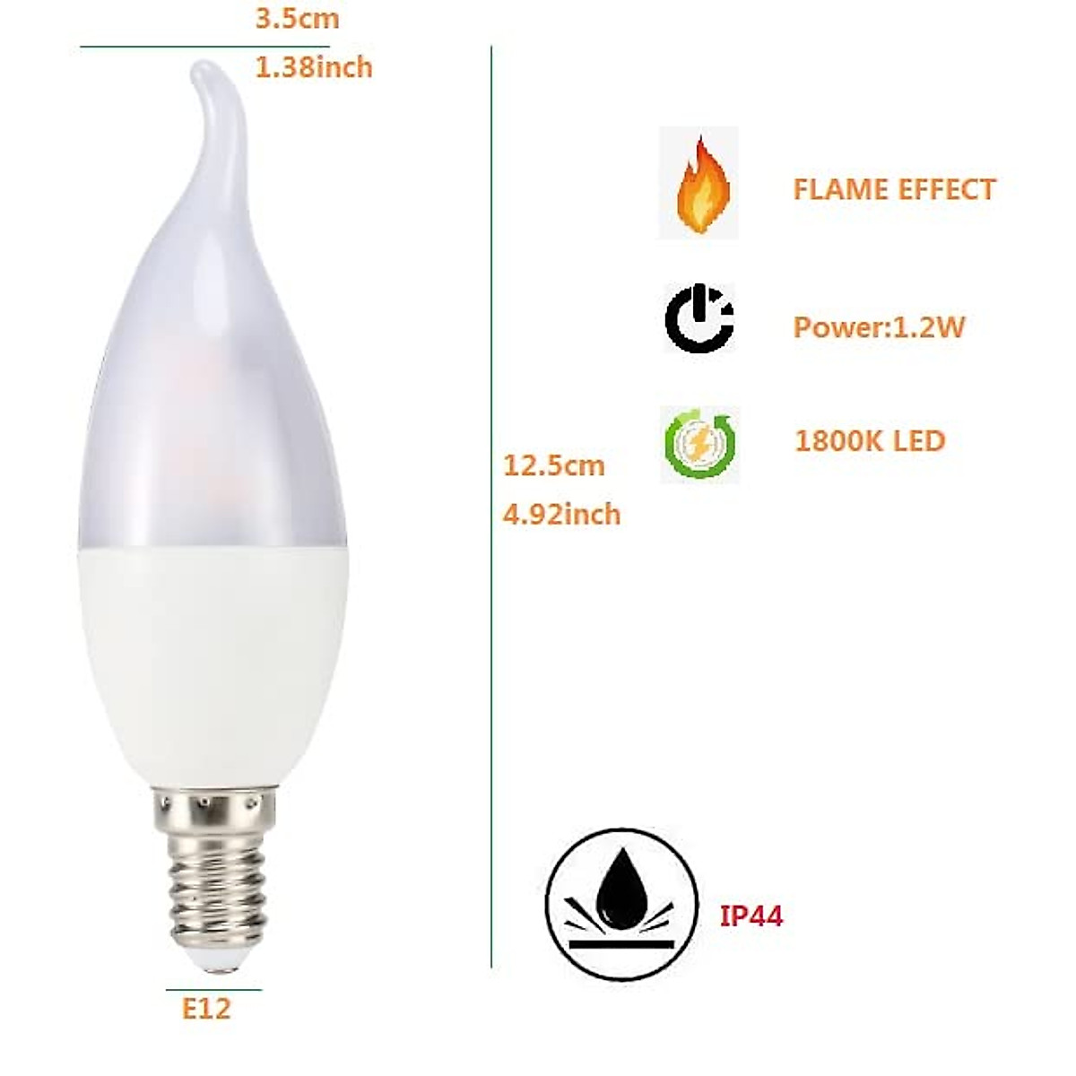 LED VIVID FLAME-6 Pack 1800K LED flame effect light bulb with FCC Certification,E12 flicker flame candelabra bulb,for Hotel/Garden/Coffee/Festival Decoration.