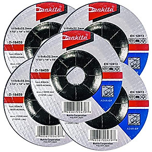 Makita 5 Pack - 4.5" Grinding Wheel For Grinders - Aggressive Grinding For Metal - 4-1/2 x 1/4 x 7/8-Inch