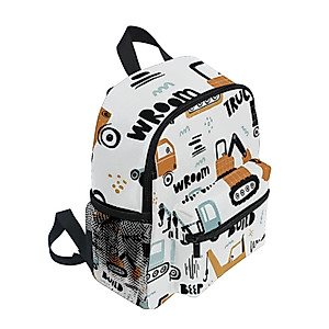 ALAZA Cute Kids Back Pack Funny Construction Transport Car Todder Backpack Lightweight Preschool Kindergarten Book Bag Practical and Durable Daycare Bag for Travel,Toys