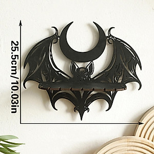 ANLV Halloween Decoration Bat Shelf Floating Black Wall Shelves for Bedroom-Halloween Wall Decor for Halloween Home Bedroom Living Room Decor A