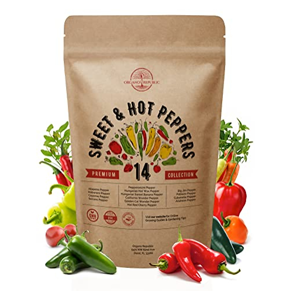 14 Sweet & Hot Peppers Seeds Variety Pack 700 Seeds Non-GMO Peppers Seeds for Planting Outdoor & Indoor Home Gardening Anaheim Jalapeno Habanero Cayenne Serrano Poblano Cubanelle Pepperoncini & More