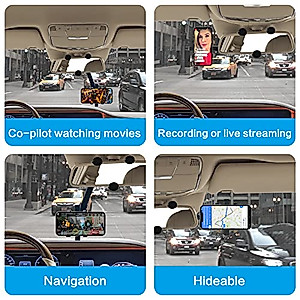 JDHDL Rear View Mirror Phone Holder, Rotatable and Retractable Car Phone Holder Mount Rearview Mirror Phone Holder for Car Compatible with All 4-7 Inch Cell Phones