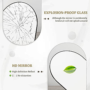 HARRITPURE 58"x18" Arched Full Length Mirror Free Standing Leaning Mirror Hanging Mounted Mirror Aluminum Frame Modern Simple Home Decor for Living Room Bedroom Cloakroom, Black