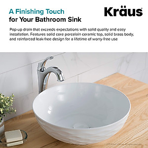 Kraus PU-20GWH Viva Pop-Up Drain, Glossy White