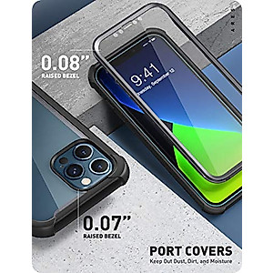 i-Blason Ares Case for iPhone 12 Pro Max 6.7 inch (2020 Release), Dual Layer Rugged Clear Bumper Case with Built-in Screen Protector (Black)