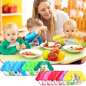 36 Pcs Kids Art Smocks Bulk Toddler Smocks for Painting Waterproof Children's Paint Aprons Colorful Washable Long Sleeve Smocks Arts and Crafts Supplies for Classroom Baby Boys Girls Aged 1-4 Years