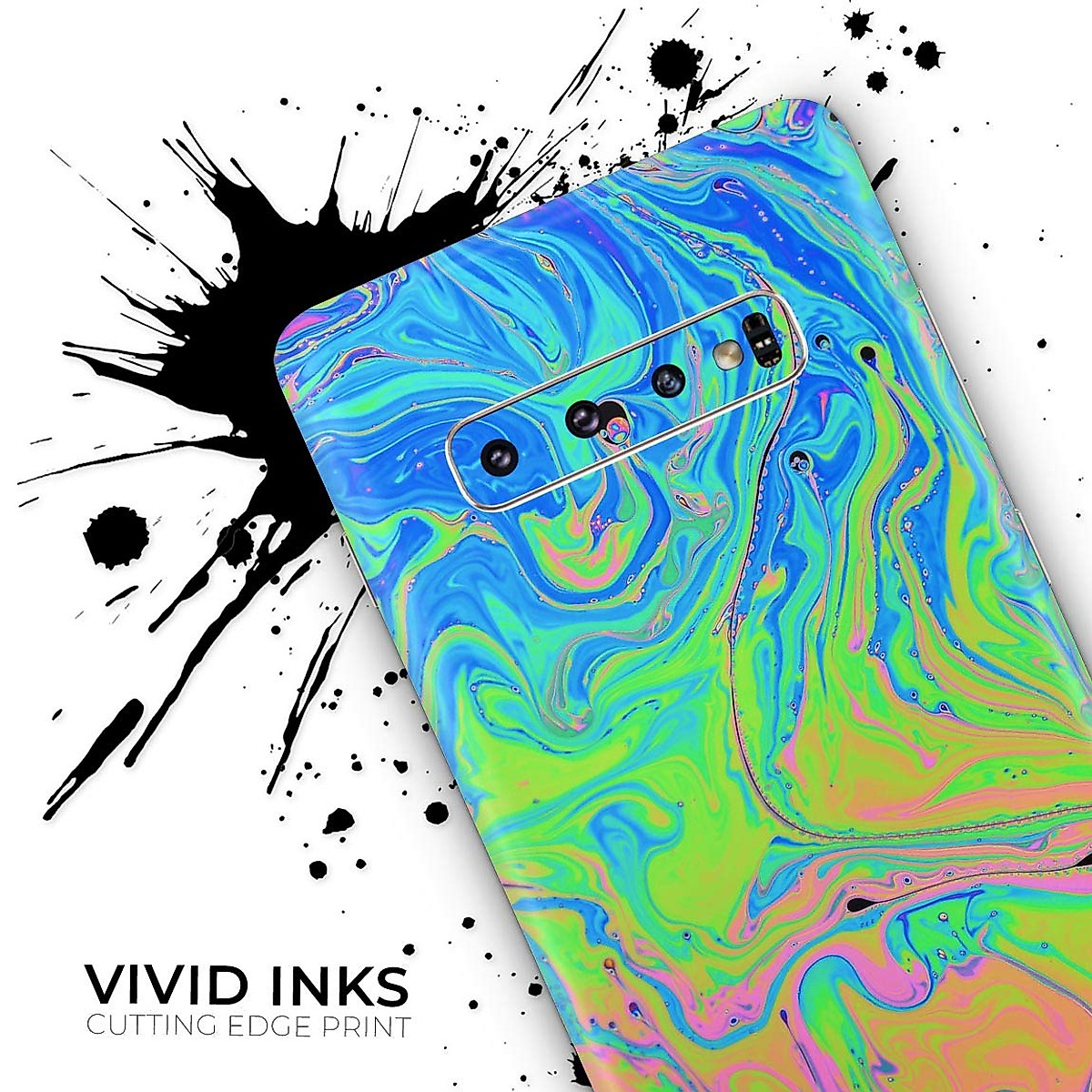 DesignSkinz Neon Color Swirls Protective Vinyl Decal Wrap Skin Cover Compatible with The Samsung Galaxy S20 (Screen Trim & Back Glass Skin)
