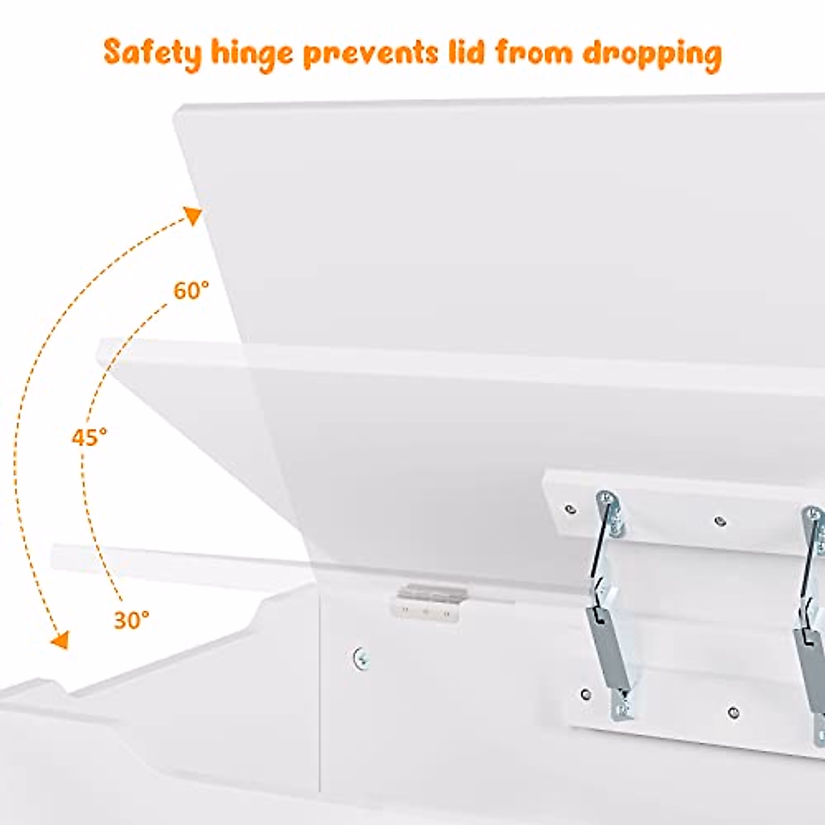 URKNO Kids Toy Box, Wooden Toy Storage Chest with Safety Hinges Lid for Girls Boys, Toy Storage Organizer Bench with Bookshelf for Toddler Room, Nursery, Bedroom, Playroom, Living Room, White