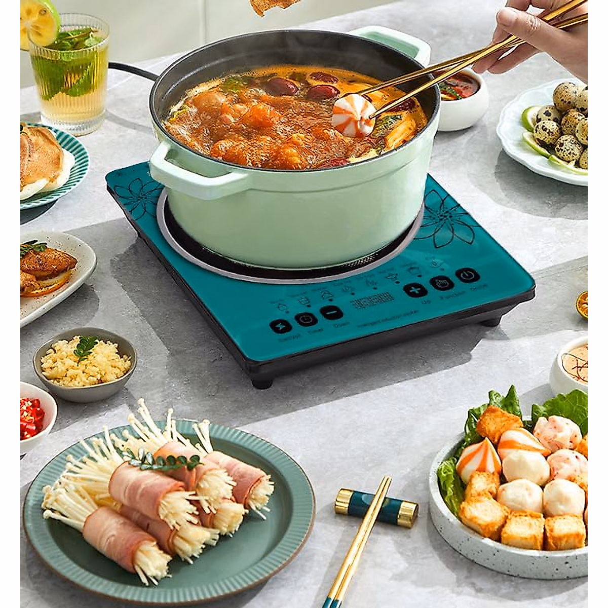 TYEMUI 2200W Induction Hot Plate,Portable Electric Cooktop Single Burner High Power Electrical Hot Plates for Cooking in Dorm, Apartments, Home 110V-120V