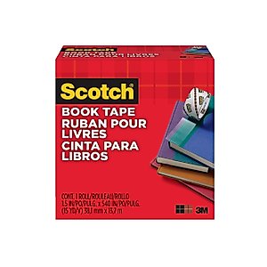 Scotch Book Tape, 1.5 in x 540 in, 1 Roll/Pack, Excellent for Repairing, Reinforcing Protecting, and Covering (845-150)