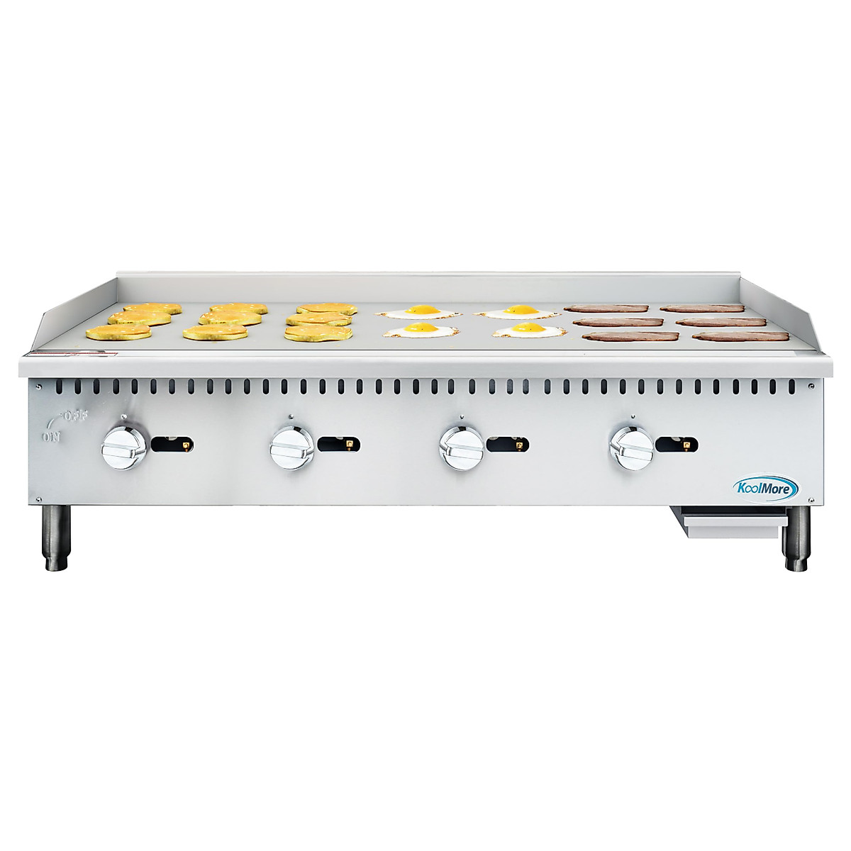 KoolMore 48 in. Natural Gas 4- Burner Griddle with 90,000 BTU in Stainless-Steel, ETL Listed (KM-GG4-48M)