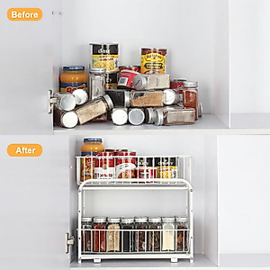 LIANTRAL 2 Tier Under Cabinet Organizer with Sliding Storage Drawer, Pull Out Cabinets Organizer Shelf, Multi-purpose Stackable Bathroom Sink Organizer Cabinet, White.