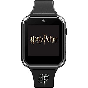 Accutime Kids Harry Potter Educational Learning Touchscreen Black Smart Watch Toy with Black Strap for Girls, Boys, Toddlers - Selfie Cam, Games, Alarm, Calculator, Pedometer (Model: HP4096AZ)
