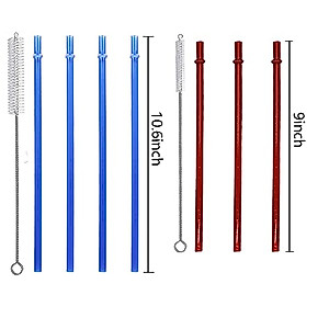 24Pcs Reusable Drinking Straw by WerkaSi, 10.6-inch 12Pcs Long Clear Plastic Straws and 9-inch 12Pcs Boba Colored Straws with 2Pcs Straw Brushs