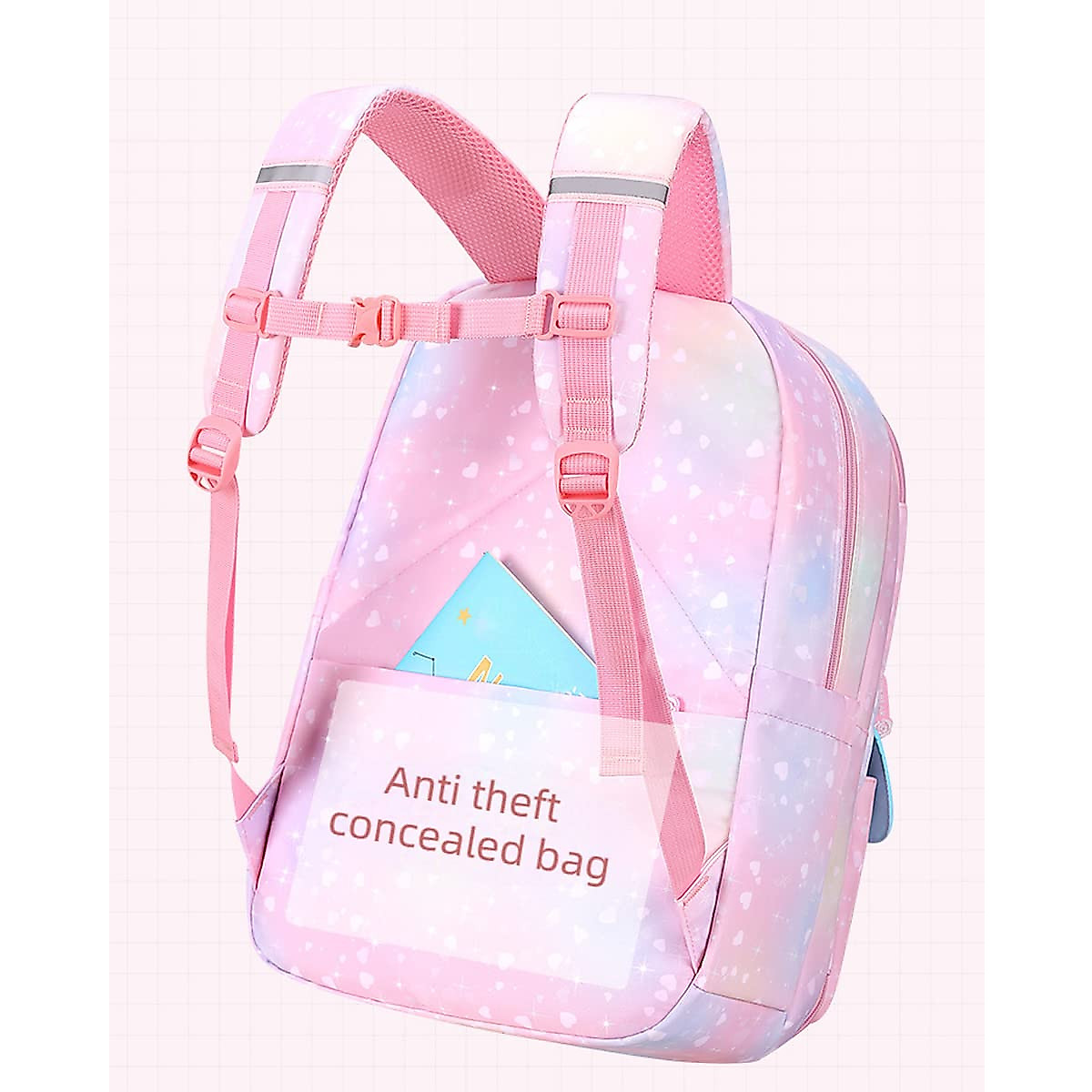 Mylshbest Rainbow Backpack for Girls, Large Capacity Student Laptop Backpacks BookBag Casual Travel Princess Daypack