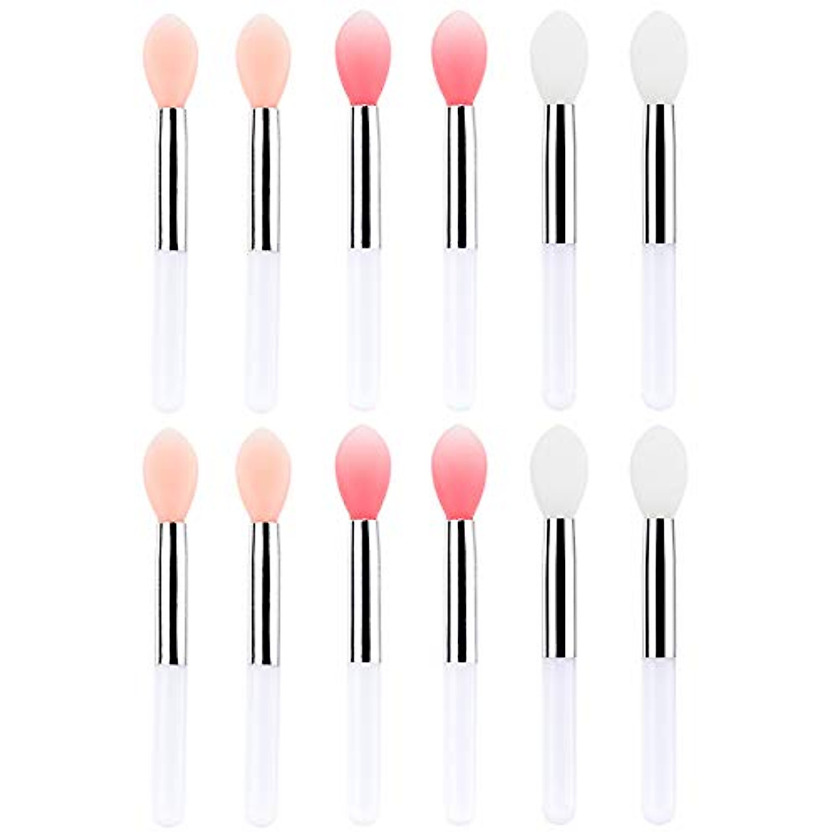 12 Pcs Silicone Lip Brushes Lipstick Lip Gloss Applicator Makeup Beauty Tool, 2 Inch Long