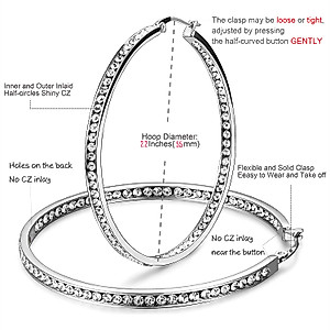 18K White Gold plated Inside-Out Hoop Earrings with CZ 55mm