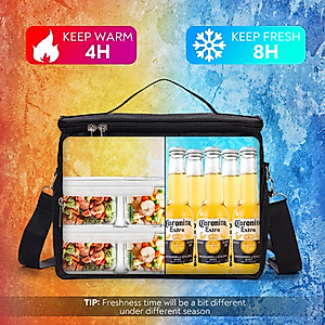 Insulated Lunch Bag with 2 Pcs Ice Packs for Lunch Bags – Waterproof Leakproof Lunch Bag for Women and Man – Heavy Duty Polyester Meal Prep Lunch Box for Adults with Adjustable Shoulder Strap