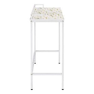 OSP Home Furnishings Brighton Console Table, Mosaic Top and White Metal Frame