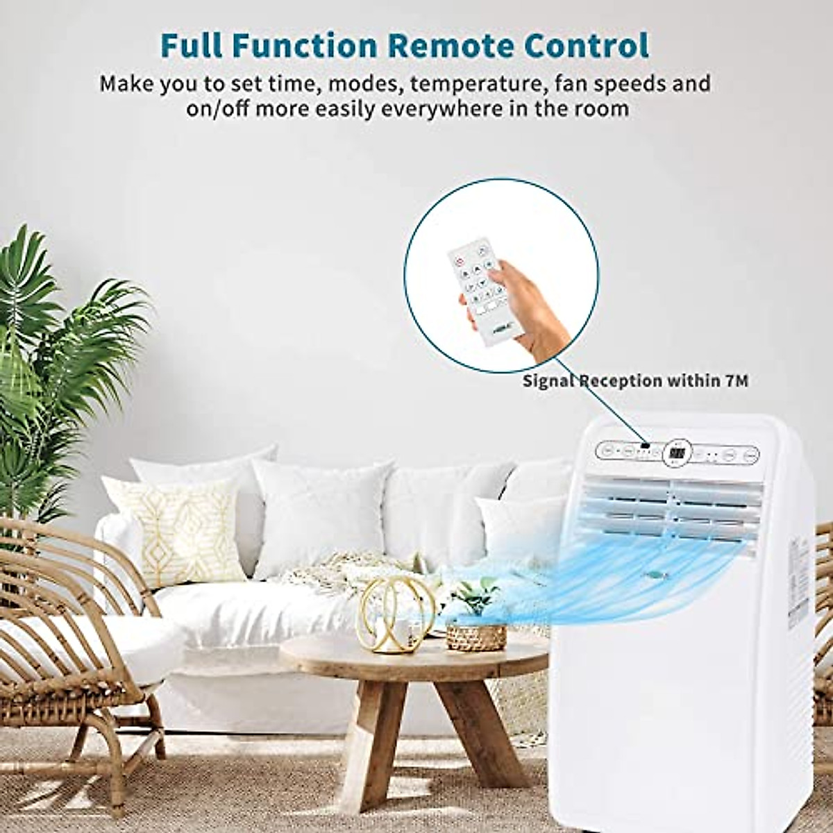 Uhome Portable Air Conditioner, 8000 BTU Compact AC Unit with Cooling, Dehumidifier, Fan, Remote Control and Window Mount Kit Included, White
