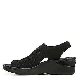 BZees Womens Star Bright Slingback Wedge Sandal, Black, 9 US