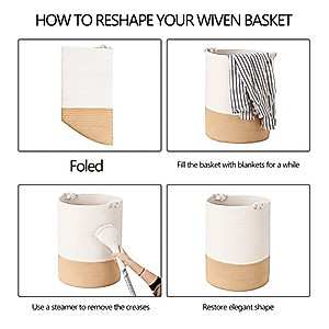 UBBCARE Large Cotton Rope Woven Basket 18 in x 14 in, Nursery Hamper Laundry Basket with Handles, Storage Bins for Toys and Blankets