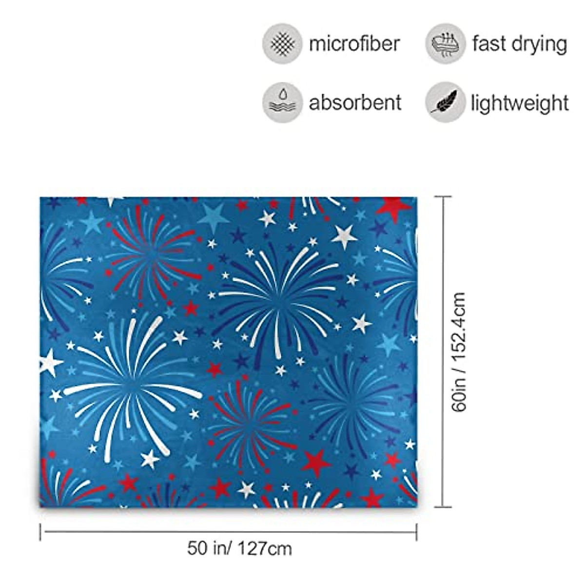 susiyo Patriotic Blue Fireworks Throw Blanket 50x60 inch Soft Lightweight Decor Sofa Couch Blanket