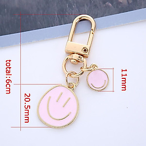 SWJEWEL Cute Happy Expression Keychain for Women 3pcs Set Samll White Black Pink Car Keys Ring Accessories Clip Bag Charms Handbag Purse Backpack Pendant Charms WBP