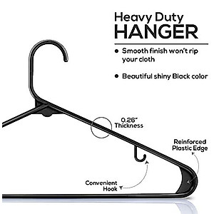 Utopia Home Plastic Hangers Value Pack of 100 - Clothes Hanger with Hooks - Lightweight & Space Saving Plastic Hangers - Durable, Slim & Sleek Grey & Black Hangers