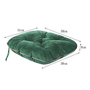 Chair Seat Cushion Outdoor Indoor Tufted Seat Cushions Memory Foam Comfort Soft Chair Cushion Pad Non Slip Wicker Chair Seat Cushion for Dining Living Room Office Kitchen Machine Washable (dark green)