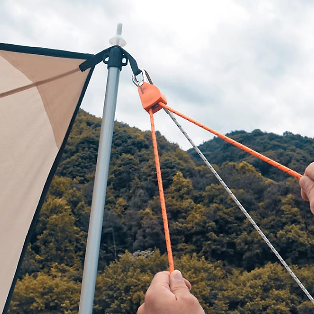 Adjustable Rope Hanger 1/8" Ratchet Hanger Rope 16.4ft Length Clip Heavy Duty Strap for Clothes Hanging and Camping Wind Rope