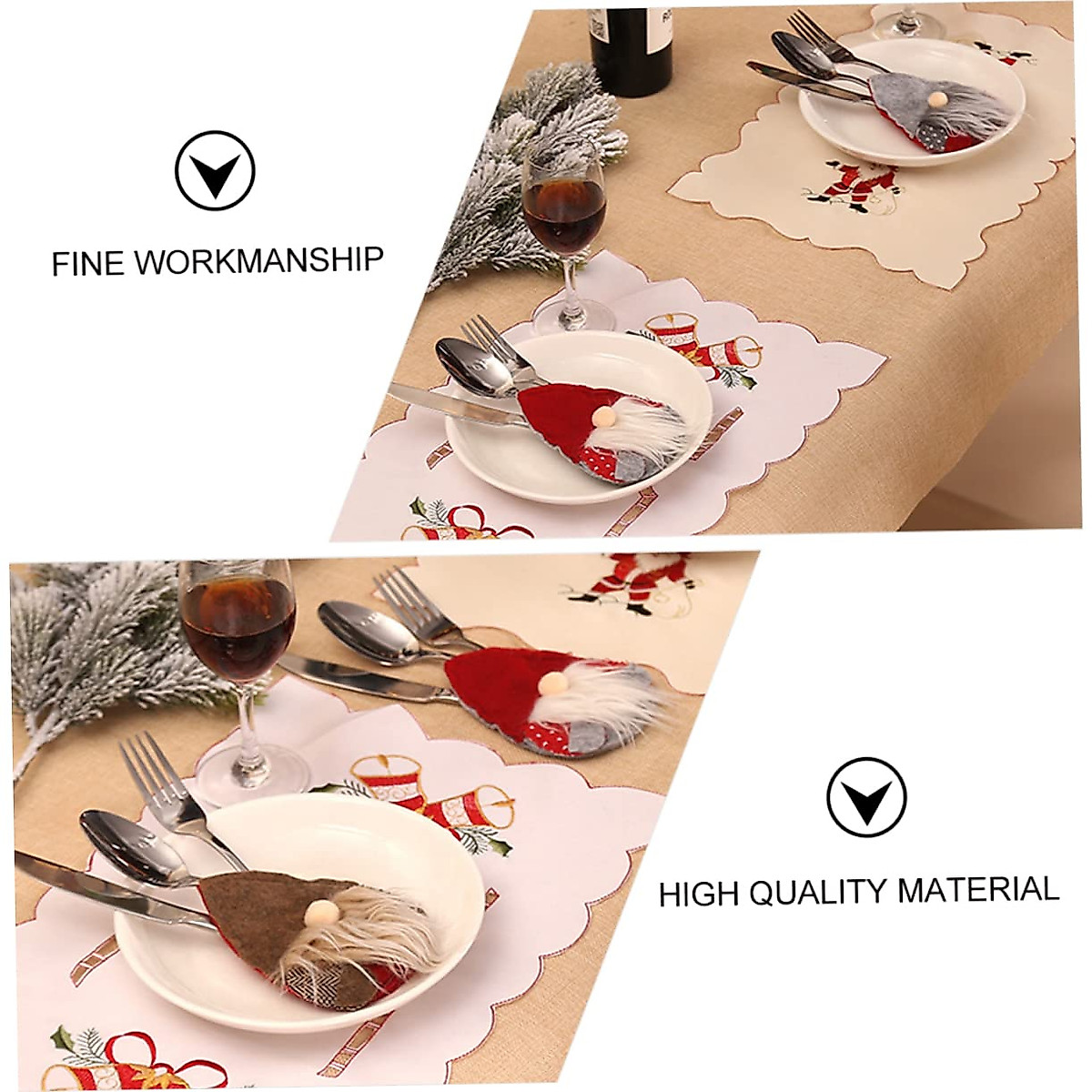 BESTOYARD 12 Pcs Cutlery Set Norse Decor Nativity Ornaments for Kids Xmas Kids Cutlery Wine Bottle Decor Forks Bag Mini Bottles Tableware Holder Elder Sweden Christmas Artificial Fur