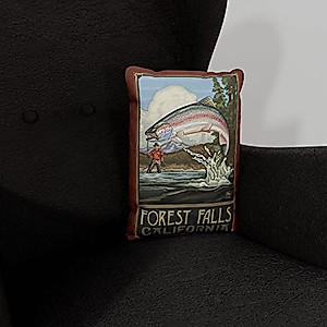 Forest Falls California Canvas Throw Pillow for Couch or Sofa at Home & Office from Travel Artwork by Artist Paul A. Lanquist 13" x 19".