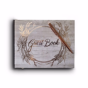 Wedding Guest Book: Grey Guest Book with 100 Pages/50 Sheets, Wedding guestbook with a Grey Hard Cover Board, and Rose Gold Stamping, Sign in Guest Book, Guest Book for Weddings, Baby Showers etc.